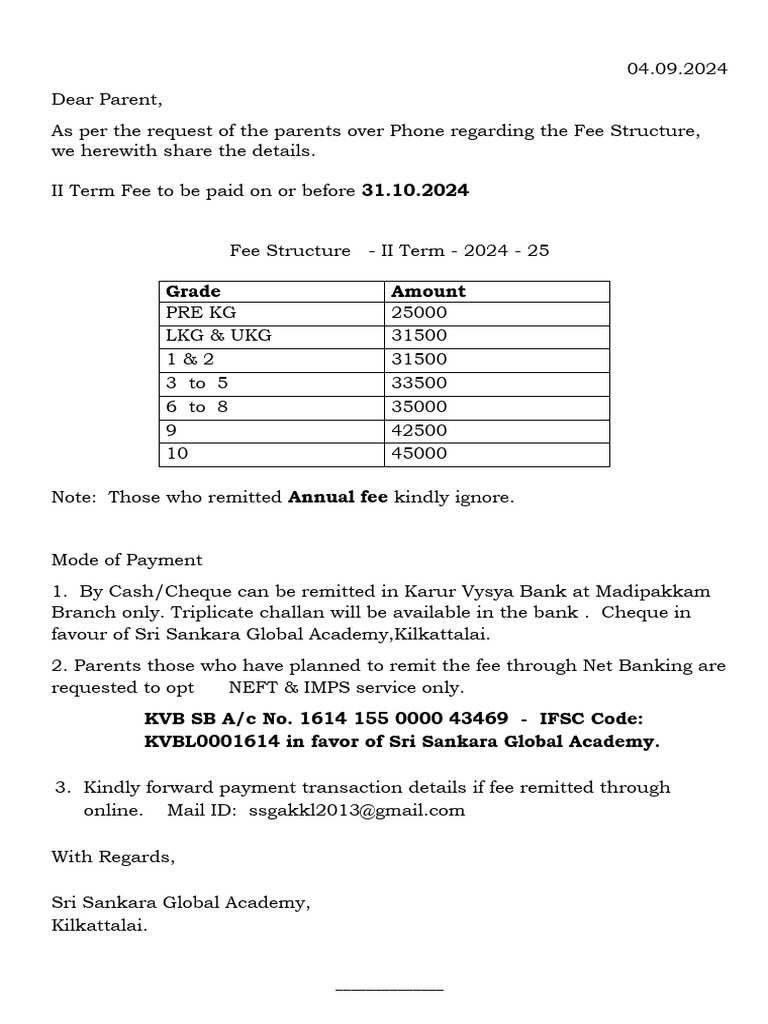 II Term Fee Circular. | PDF
