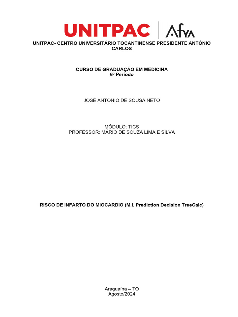 TICs 1. RISCO DE INFARTO DO MIOCARDIO | PDF