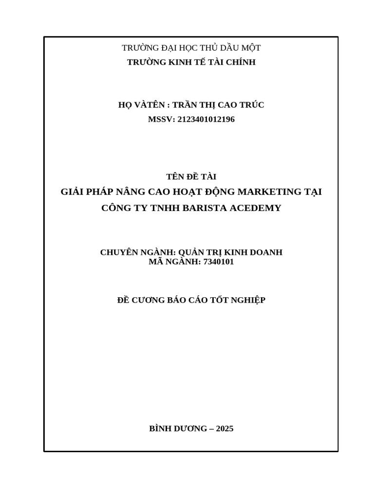 Trần Thị Cao Trúc- 2123401012196 - Đề cương BCTN | PDF