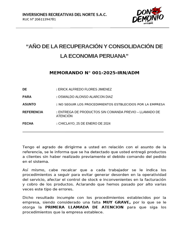 Formato - Memo - 2025 DR | PDF