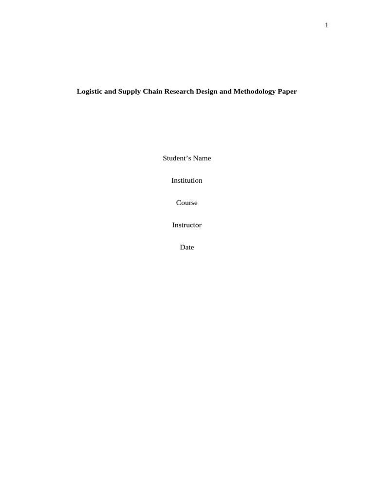 Research Design and Methodology Paper - Edited | PDF | Supply Chain ...