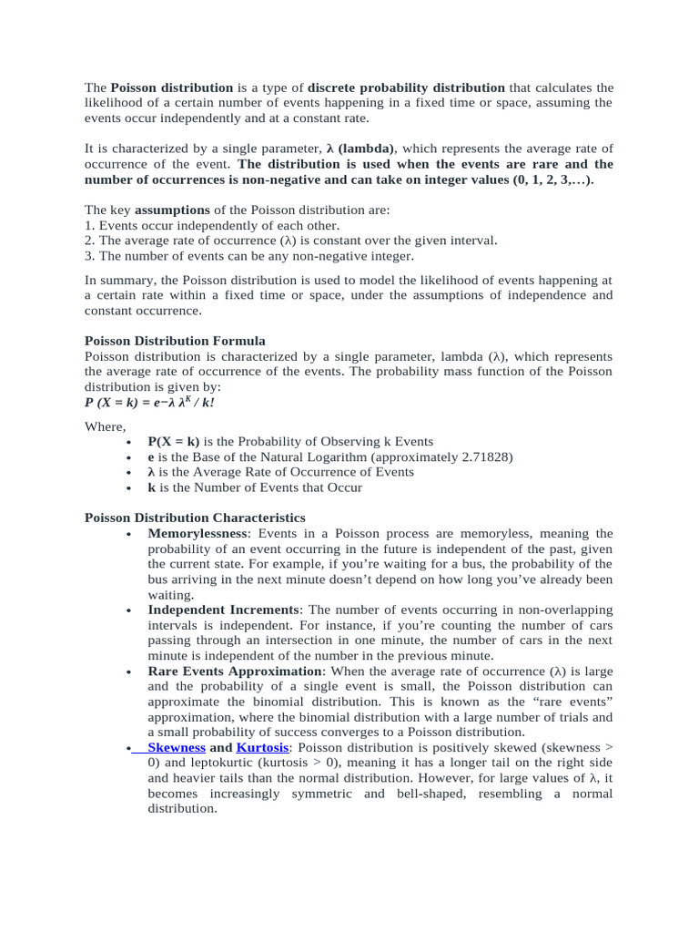 PD notes | PDF | Poisson Distribution | Teaching Mathematics