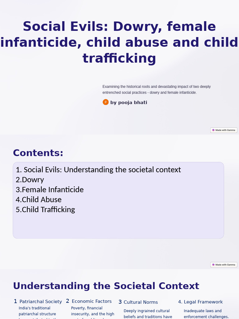 Social Evils Dowry and Female Infanticide | PDF | Woman | Social Policy