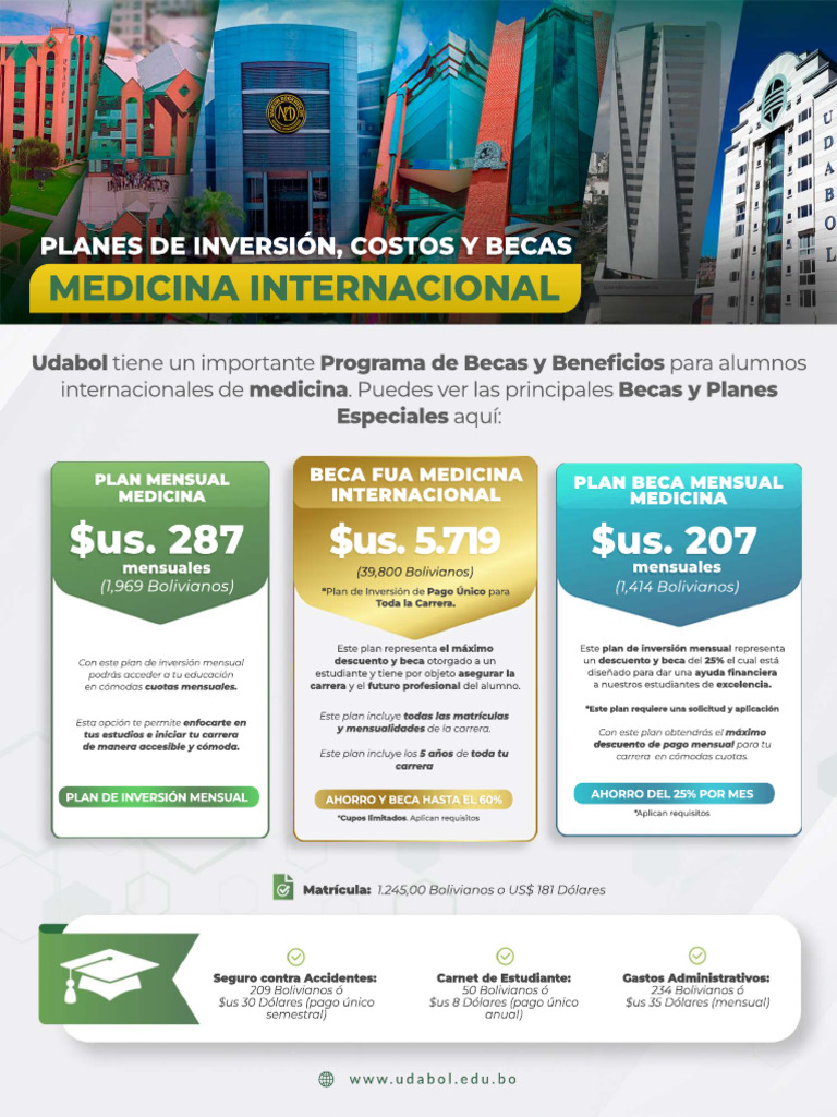 Becas y Costos Medicina Udabol 2023 | PDF