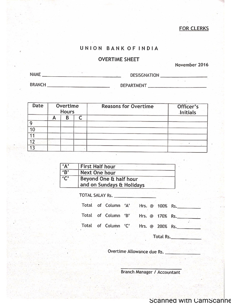 Overtime Sheet | PDF