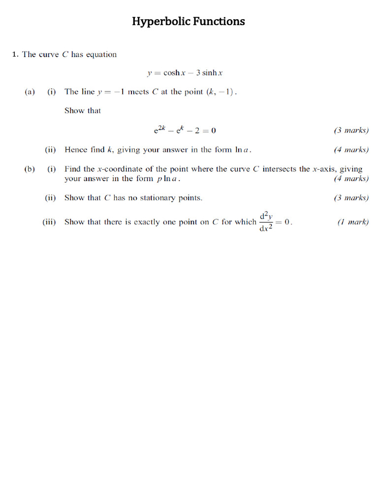 Hyperbolic Functions | PDF