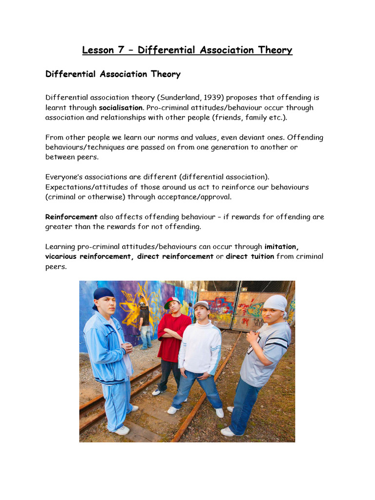 Lesson 7 - Differential Association Theory | PDF | Crimes | Crime ...
