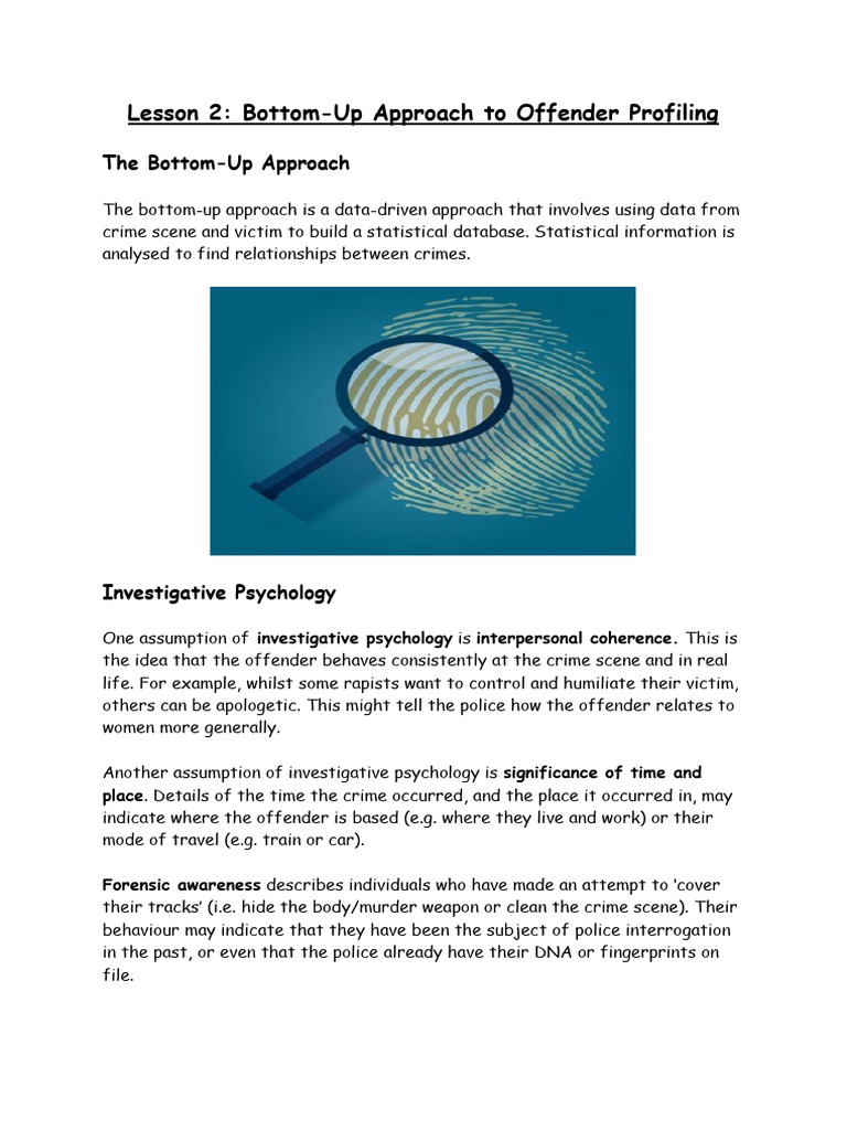 Bottom-Up Offender Profiling Explained | PDF | Offender Profiling | Crimes
