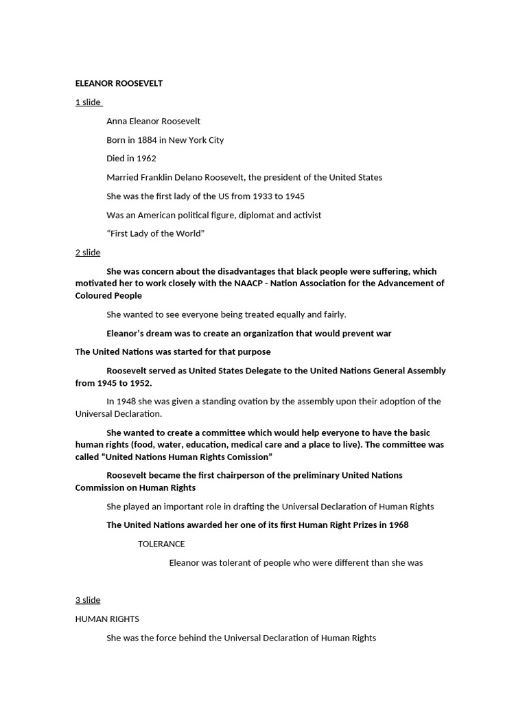 Eleanor Roosevelt: Human Rights Pioneer | PDF