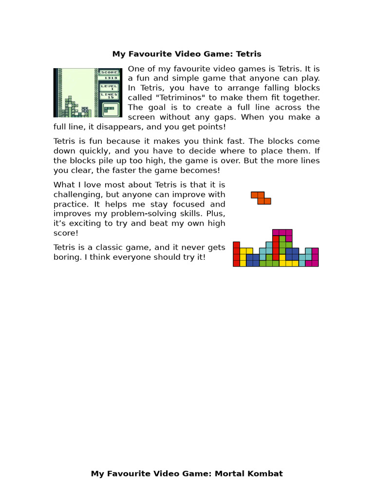 My Favourite Video Game | PDF | Electronic Games | Video Game Franchises