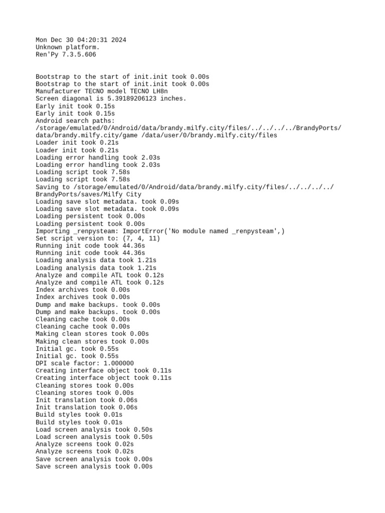Ren'Py Game Initialization Log | PDF | Texture Mapping | Booting