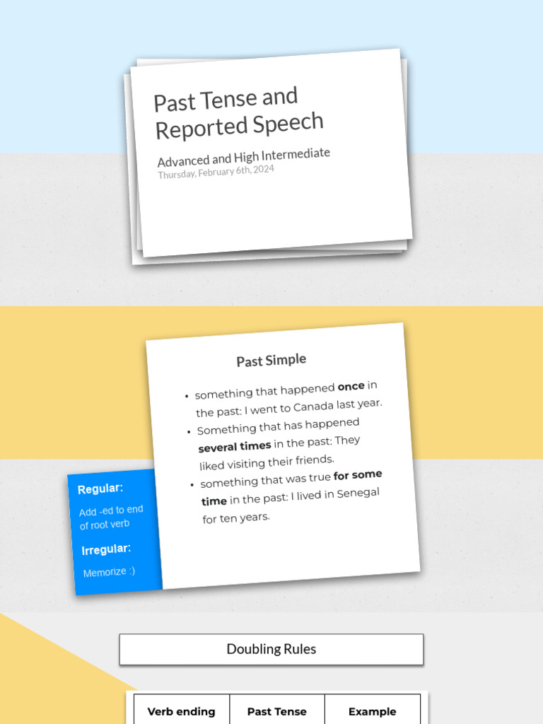 Past Tense and Reported Speech Guide | PDF | Perfect (Grammar ...