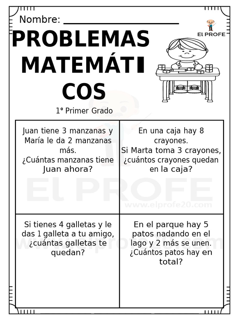 1°? Problemas Matemáticos El Profe | PDF