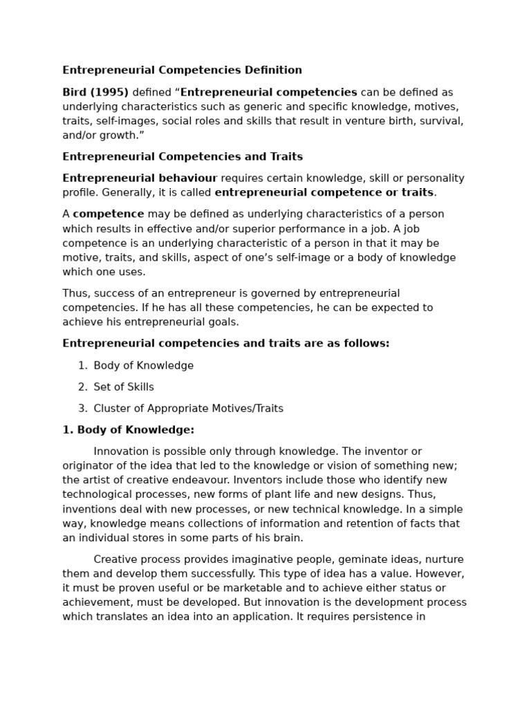 Defining Entrepreneurial Competencies | PDF | Entrepreneurship | Leadership