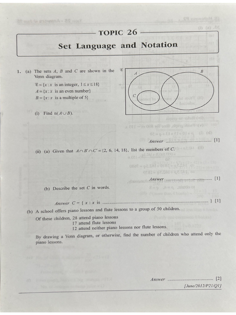 P2 Topic 26 Set Language and Notation | PDF