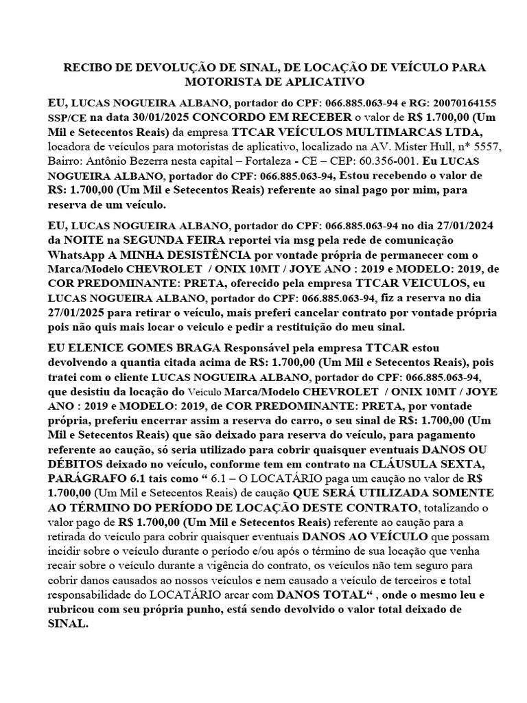 RECIBO DE DEVOLUCAO DE CAUCAO DE LOCAC Assinado | PDF