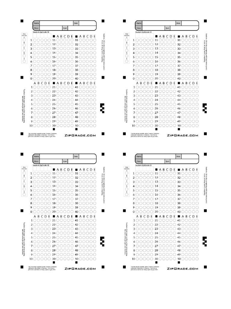 Zipgrade Sheet | PDF
