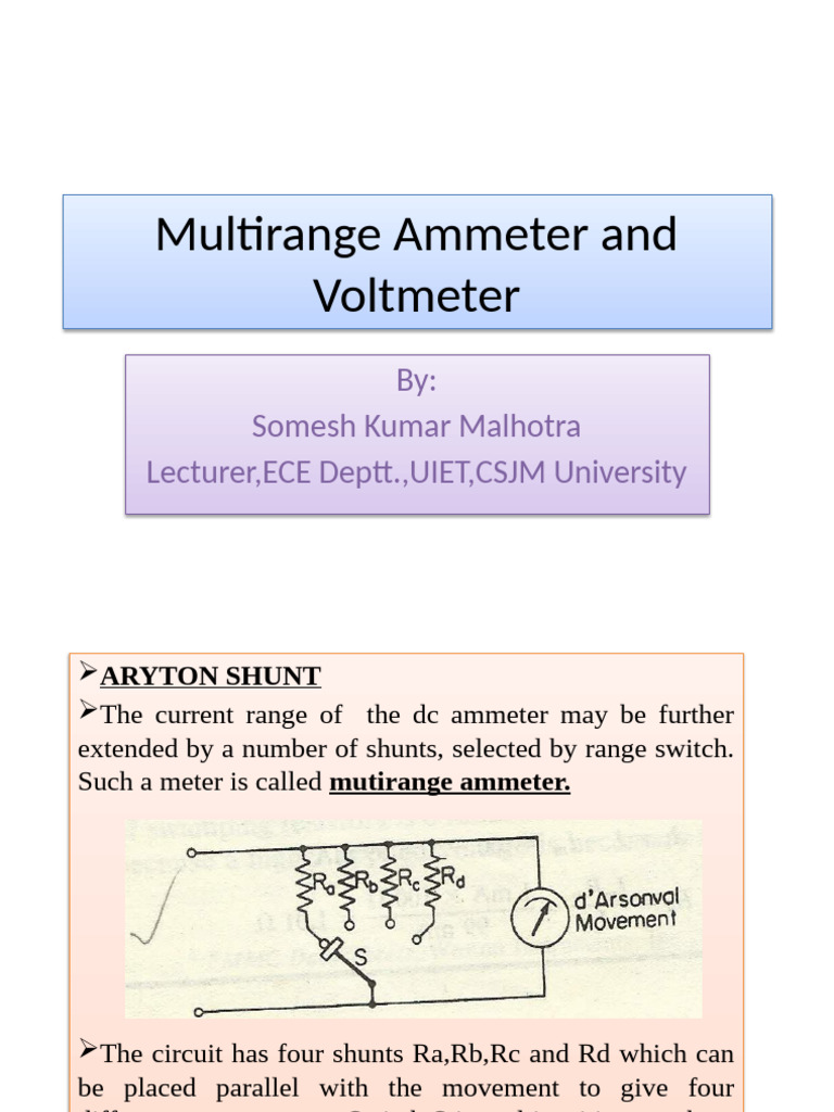 Multirange Ammeter and Voltmeter Guide | PDF