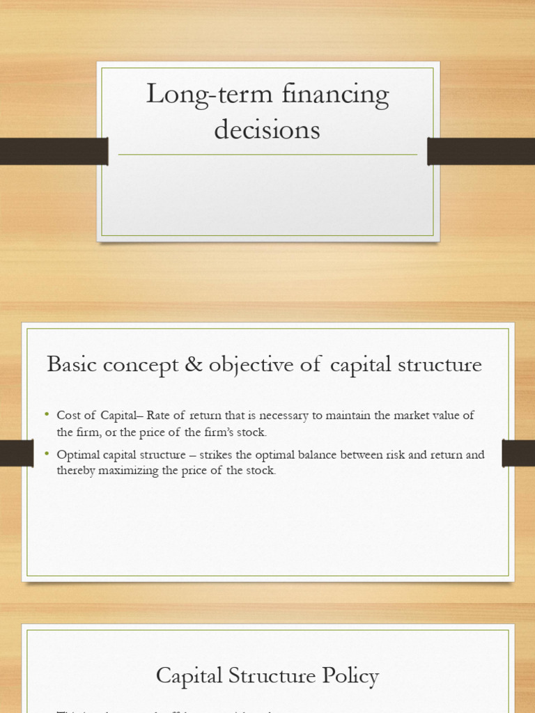 Chapter 10 - Long Term Financing Decisions | PDF | Capital Structure ...