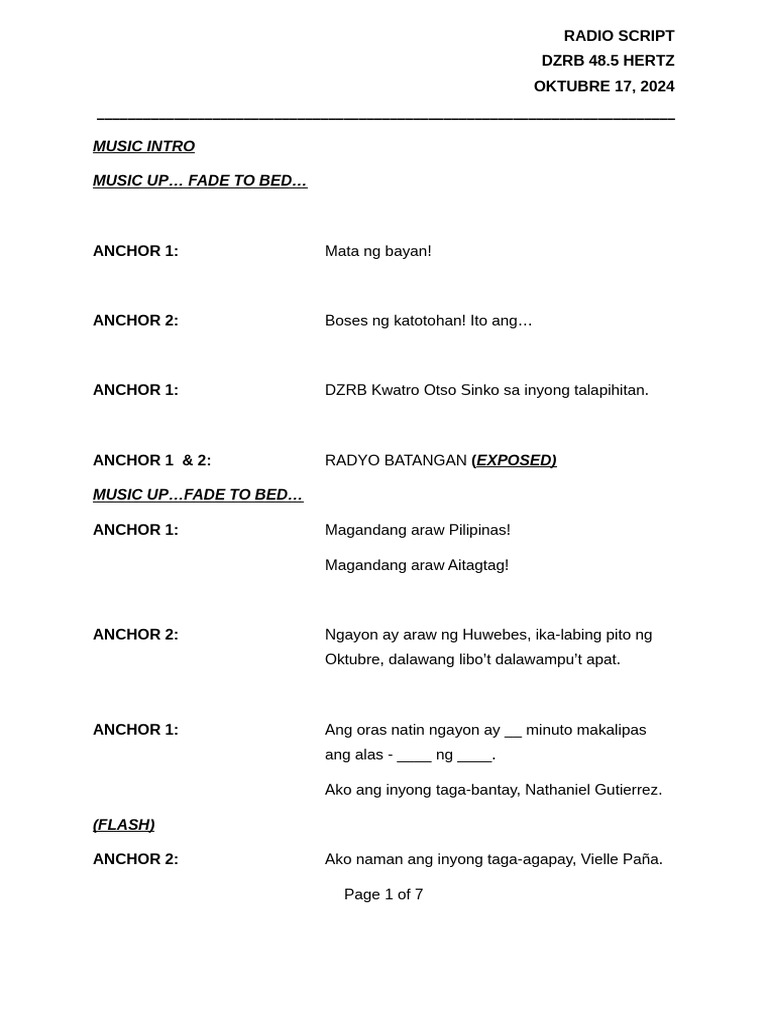 TAGALOG-BROADCASTING-2ND-SCRIPT-REVISED | PDF