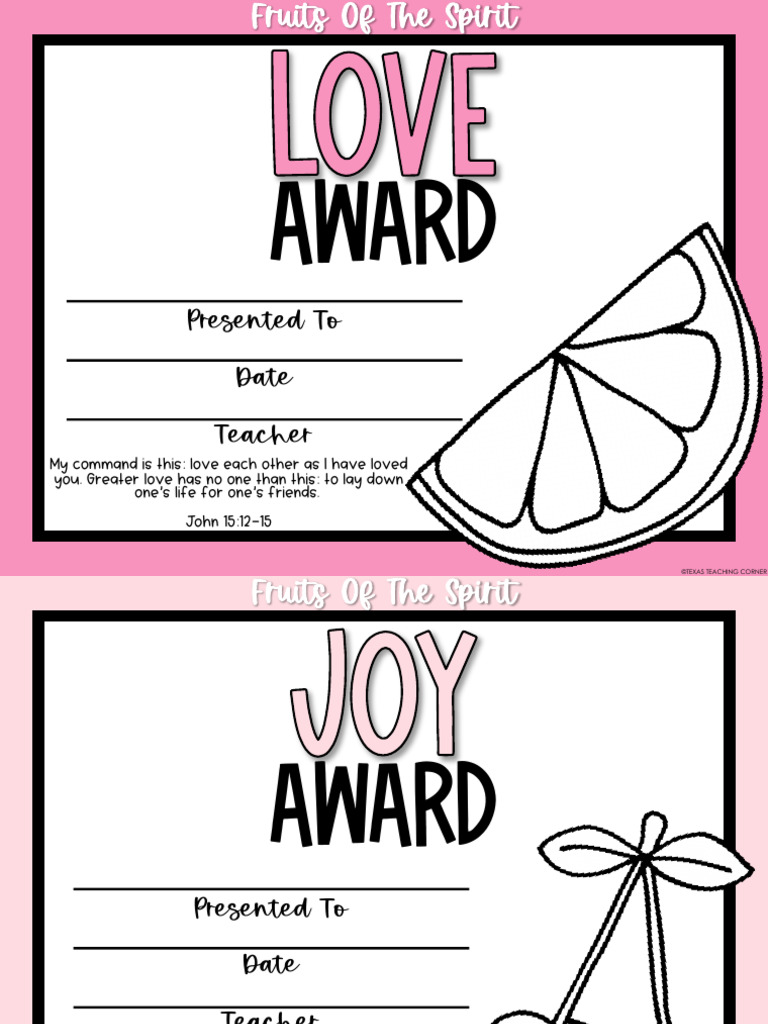 Fruits of the Spirit Awards Template | PDF | Fruit Of The Holy Spirit ...