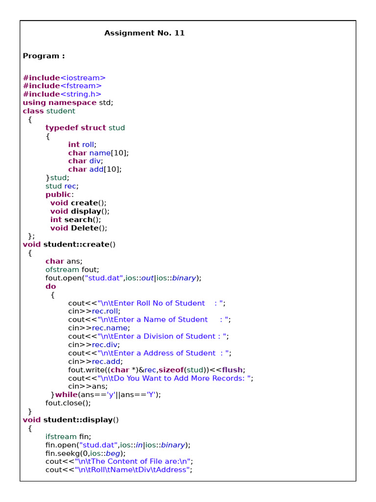 DSA Assignment 11 | PDF | Software Development | Object (Computer Science)