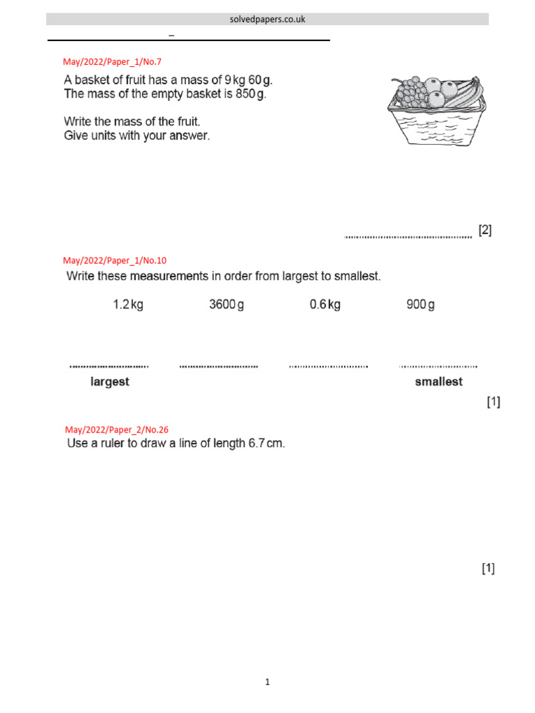 2022 17 Length Mass and Capacity Checkpoint Primary Mathematics | PDF