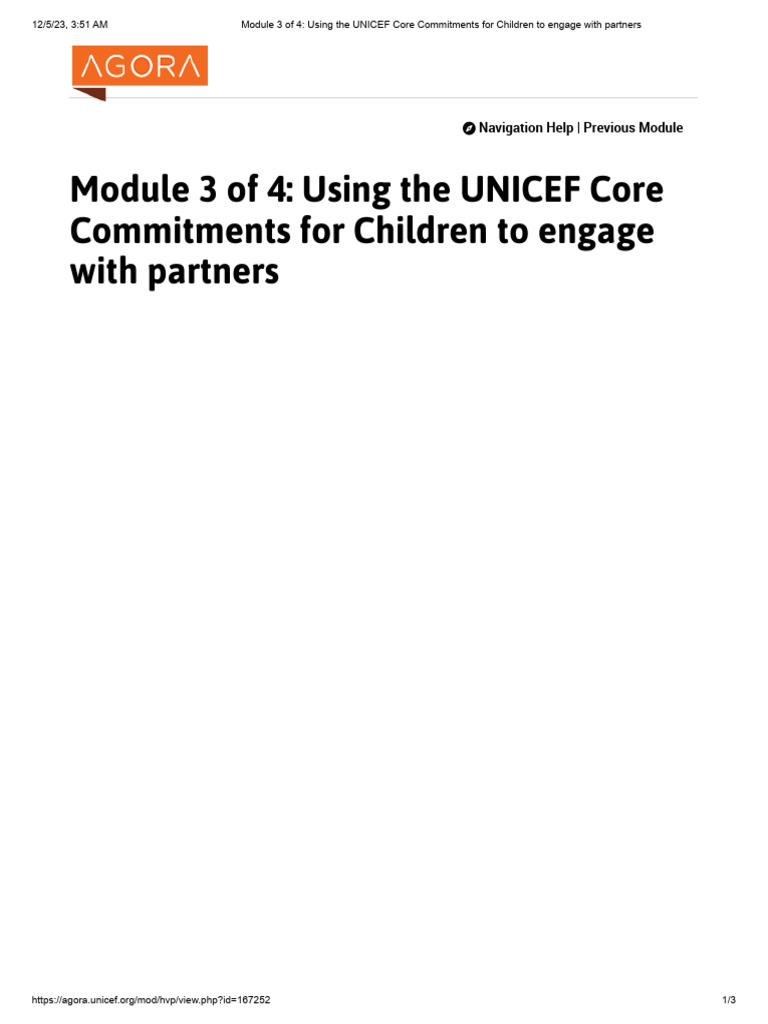 Module 3 of 4 - Using The UNICEF Core Commitments For Children To ...