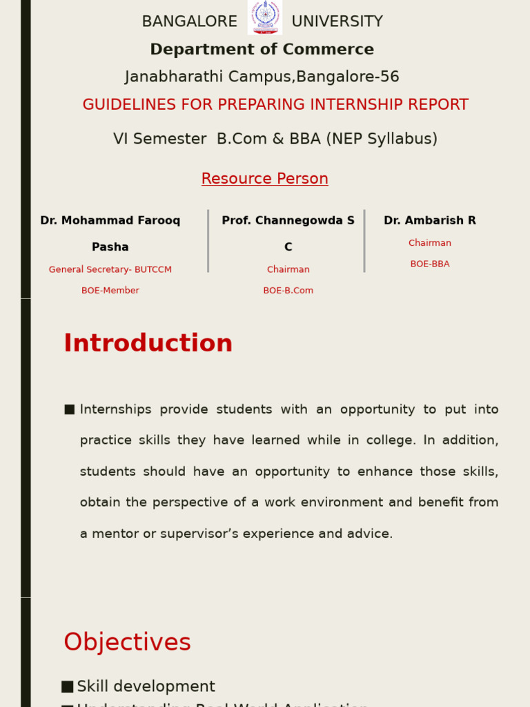 Internship Report Guidelines for B.Com/BBA | PDF | Business