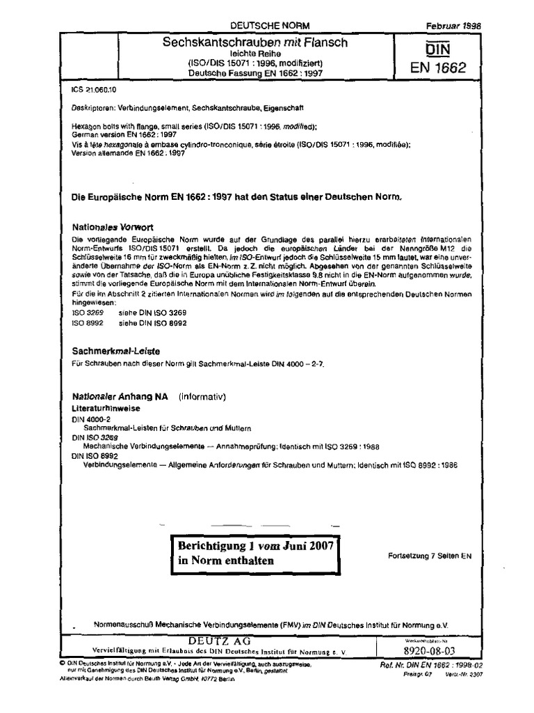 Din 1662 - Viti - Testa - Esag - Flangiate | PDF