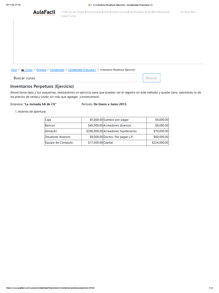 Ejercicio de Inventarios Perpetuos | PDF | Contabilidad | Contabilidad financiera
