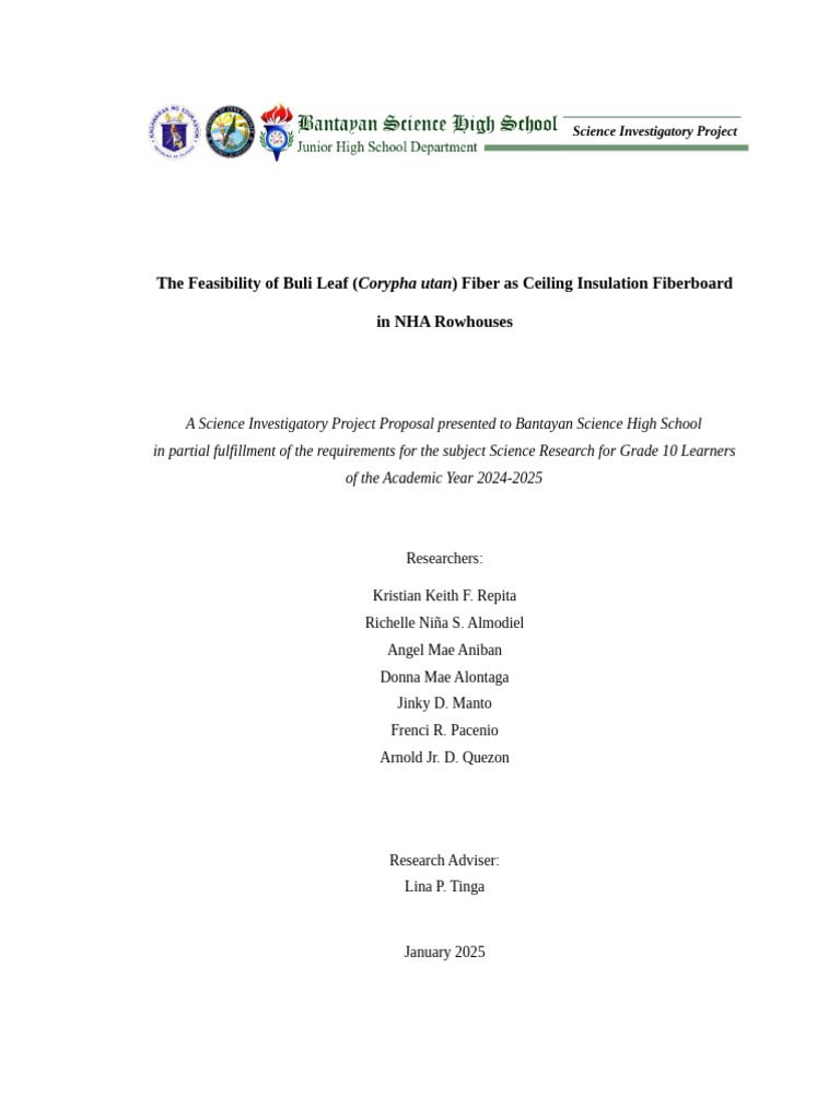 Buli Leaf Fiber for Sustainable Insulation | PDF | Building Insulation ...