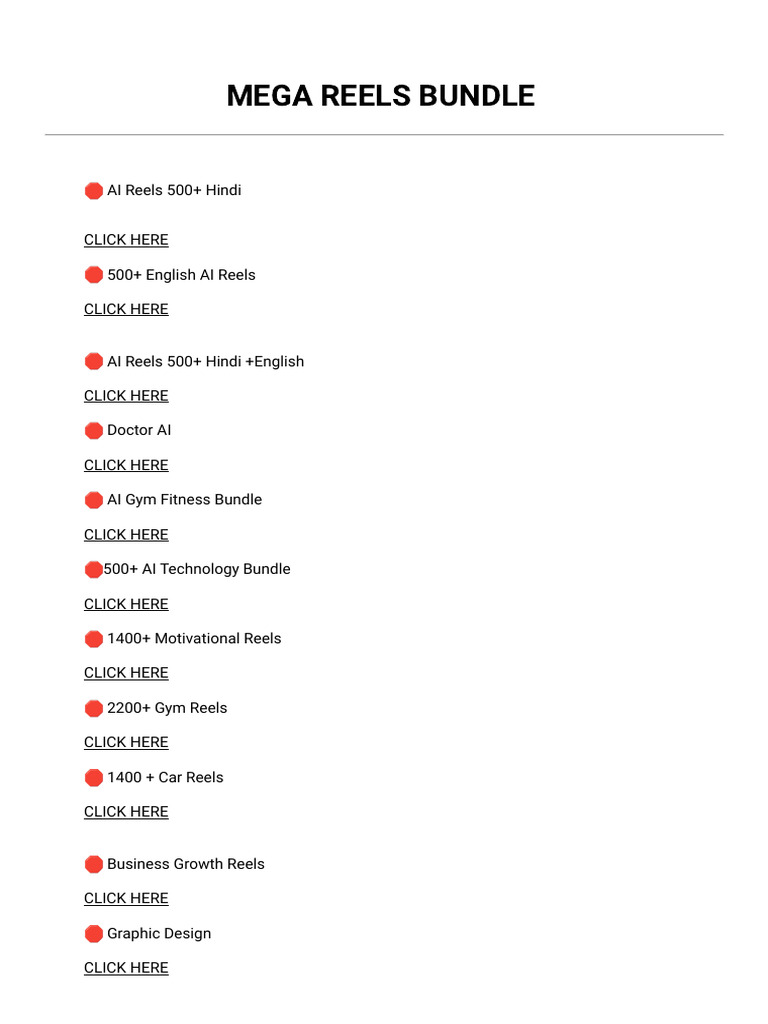 Mega Reels Bundle With Hasgtags | PDF