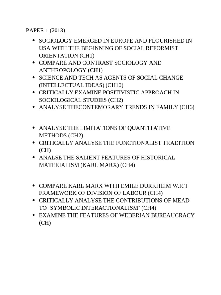 Paper 1 Sociology Analysis Mainsq | PDF | Sociology | Max Weber