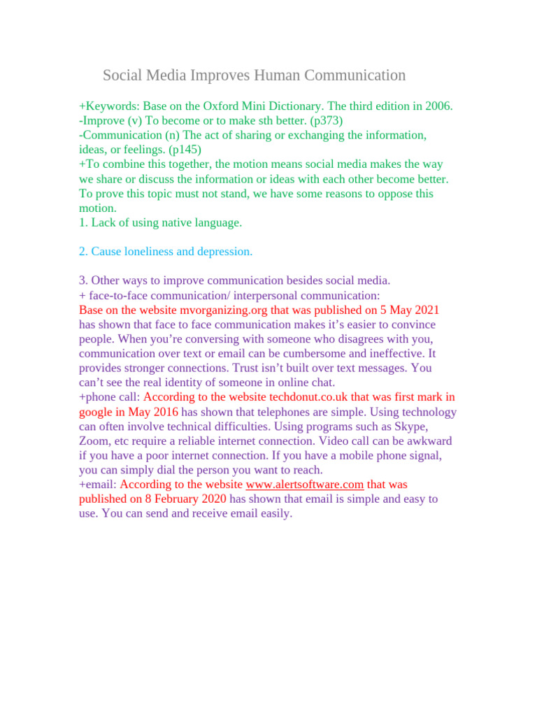 Social Media Improves Human Communication | PDF