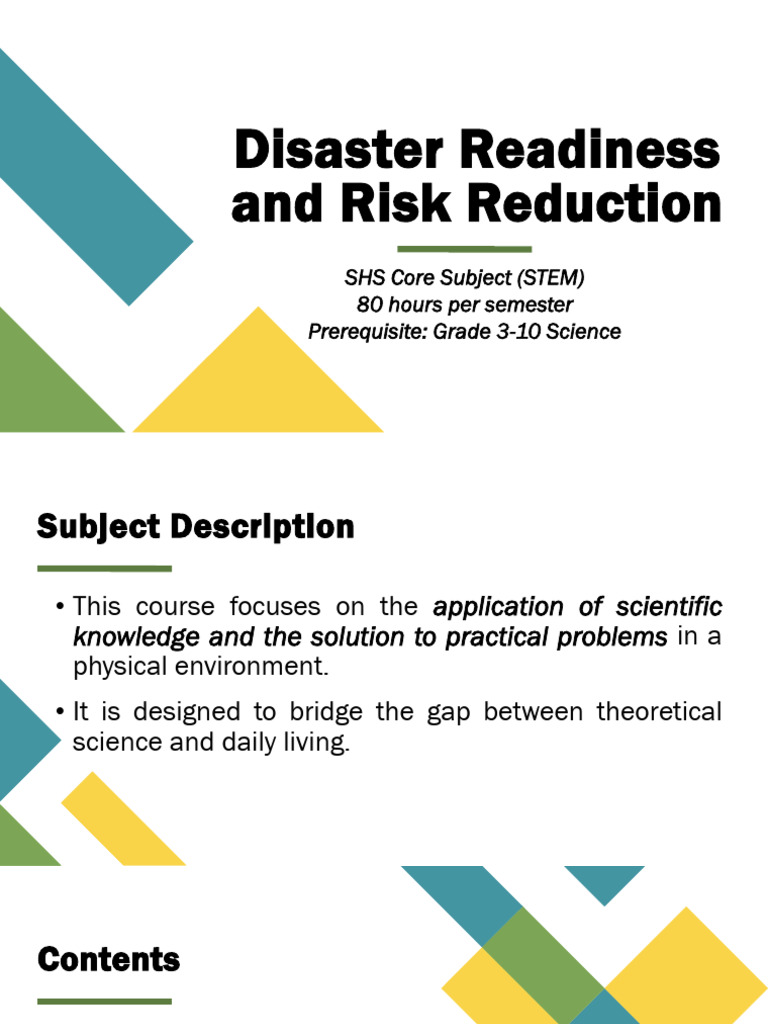 1 Disaster Readiness and Risk Reduction | PDF | Natural Disasters | Hazards
