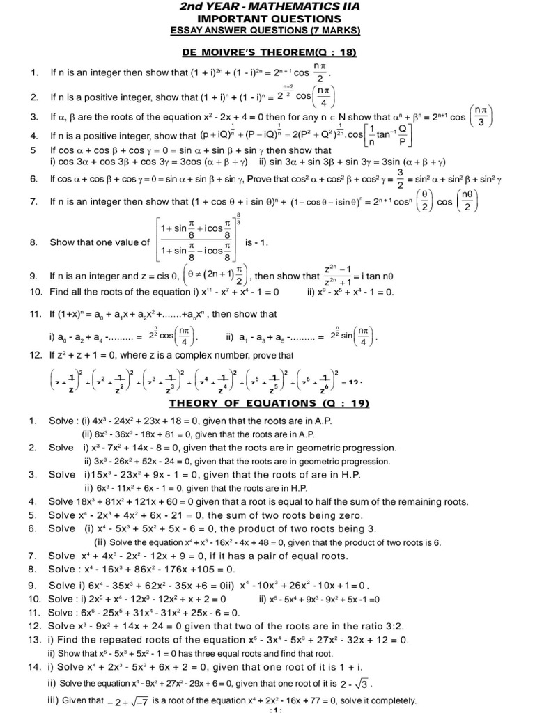Maths 2A Final List + 2b Materials | PDF