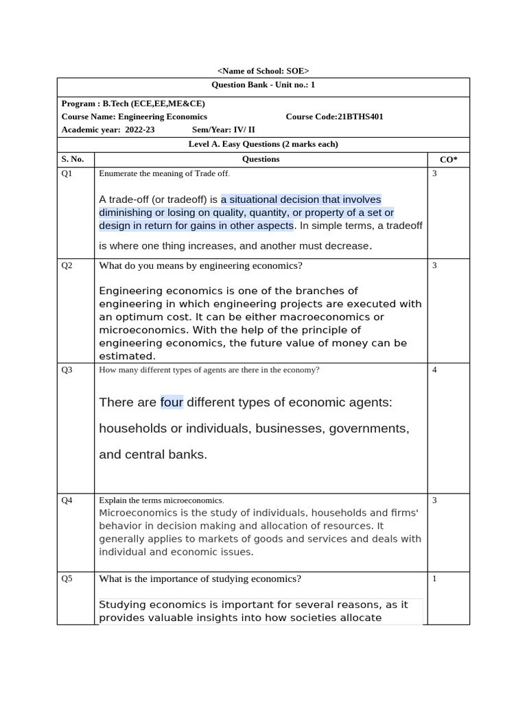 Eco question bank erp | PDF | Microeconomics | Welfare Economics
