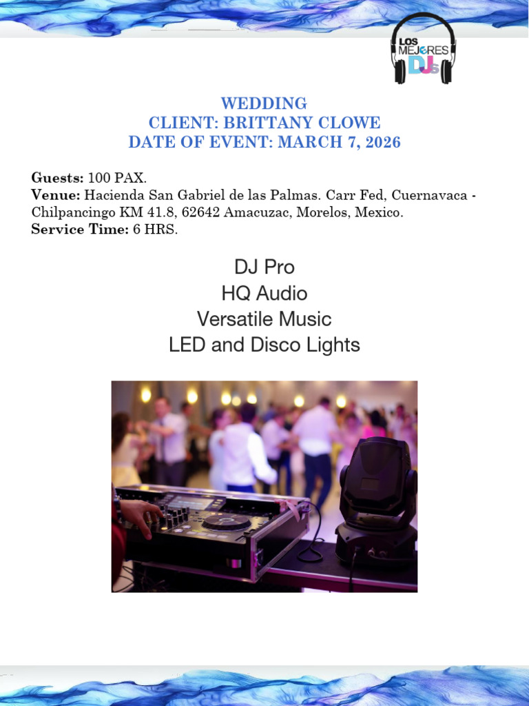 DJ Quotation - Brittany Crowe - Wedding - 7 Mar 2026 - 100 PAX ...