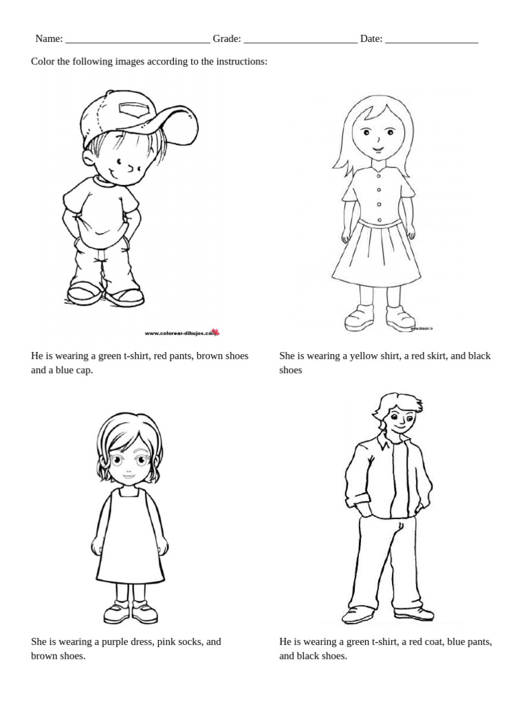 Colorful Clothing Activity Sheet | PDF