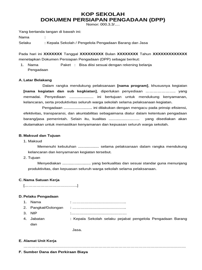 Dokumen Persiapan Pengadaan Sekolah Pdf
