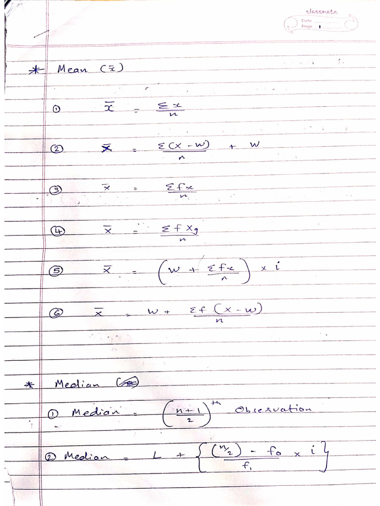PSM Statistics All Formulas | PDF