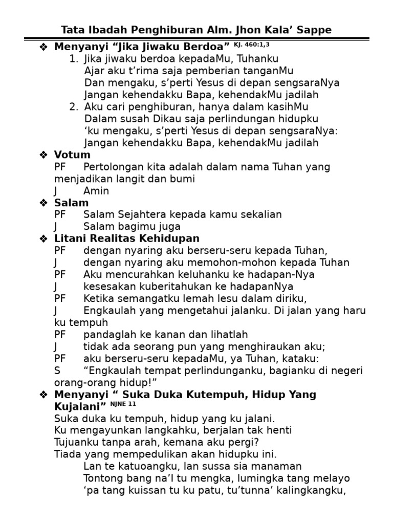 Tata Ibadah Penghiburan Alm | PDF