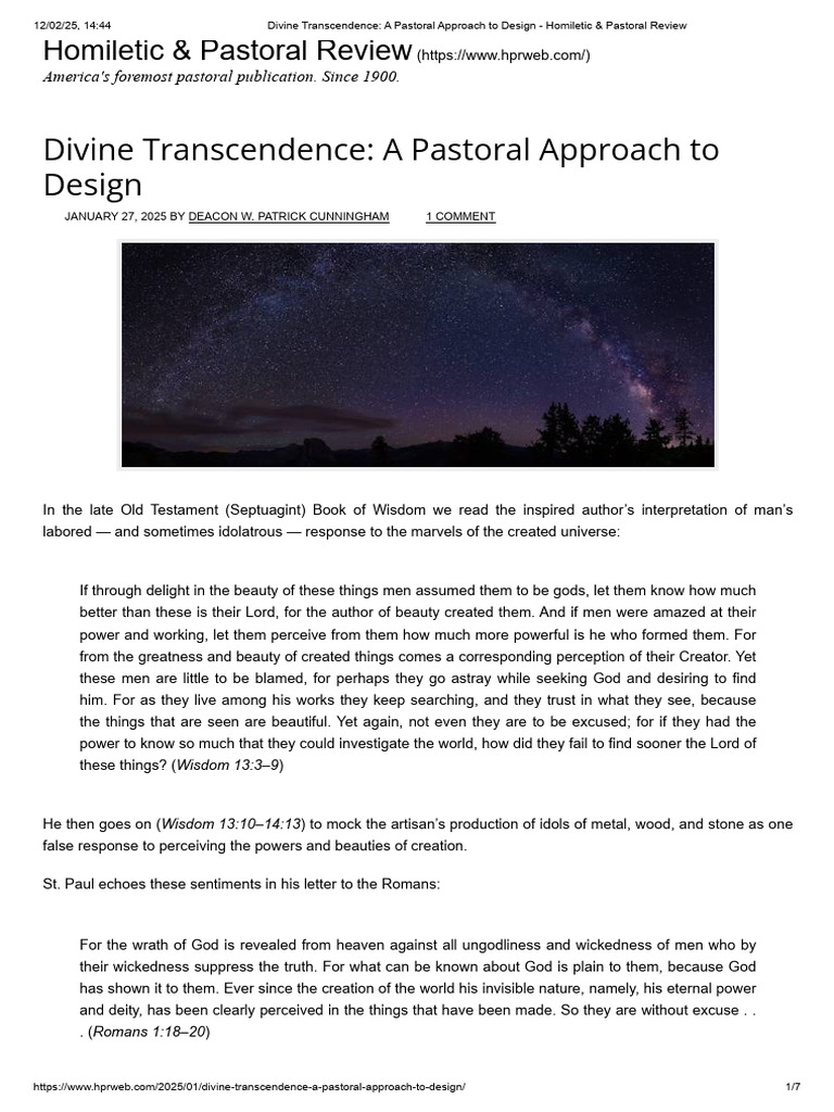 Divine Transcendence - A Pastoral Approach To Design - Homiletic ...