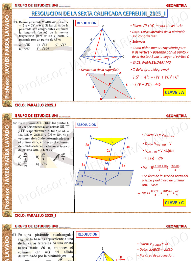 Resolucion de La 6ta Practica Cepre - 2025 - I | PDF | Geometría del plano euclidiano | Euclides