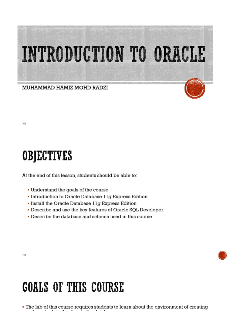 Oracle Database Course Guide | PDF | Databases | Sql