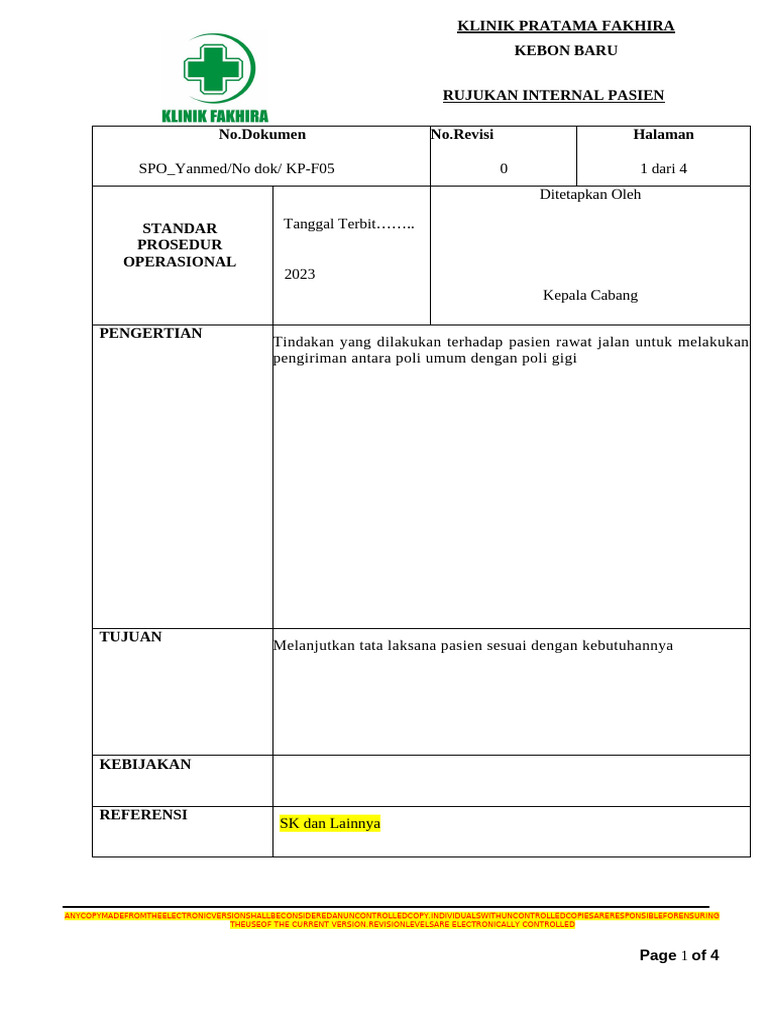Spo Rujukan Internal Pasien | PDF