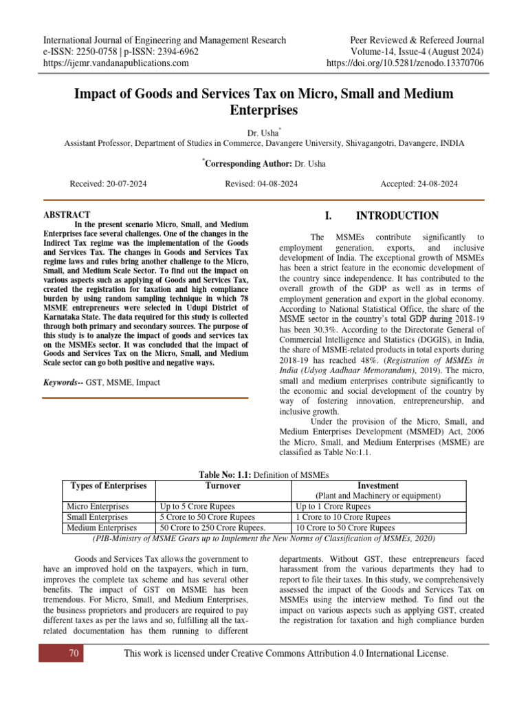Impact of Goods and Services Tax On Micr | PDF | Taxes | Value Added Tax