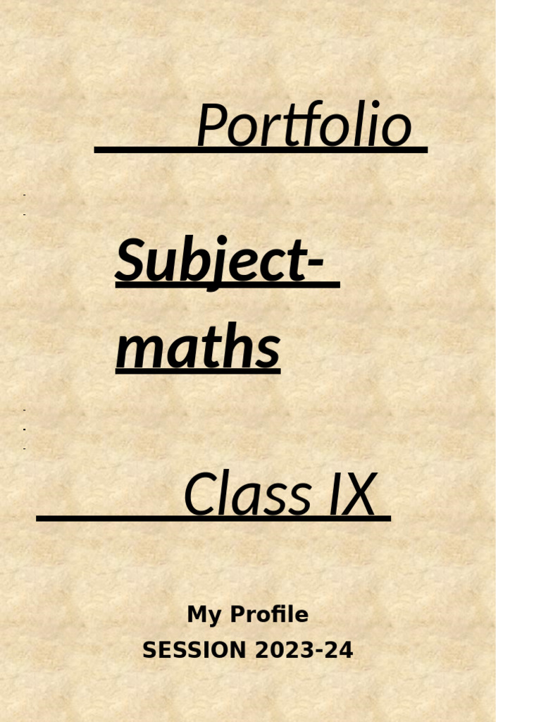Class IX Maths Portfolio 2023-24 | PDF