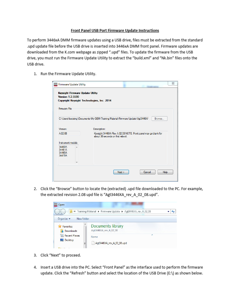 Front Panel USB Port Firmware Update Instructions | PDF